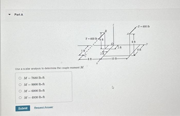 Solved Part A Use a scalar analysis to determine the couple | Chegg.com