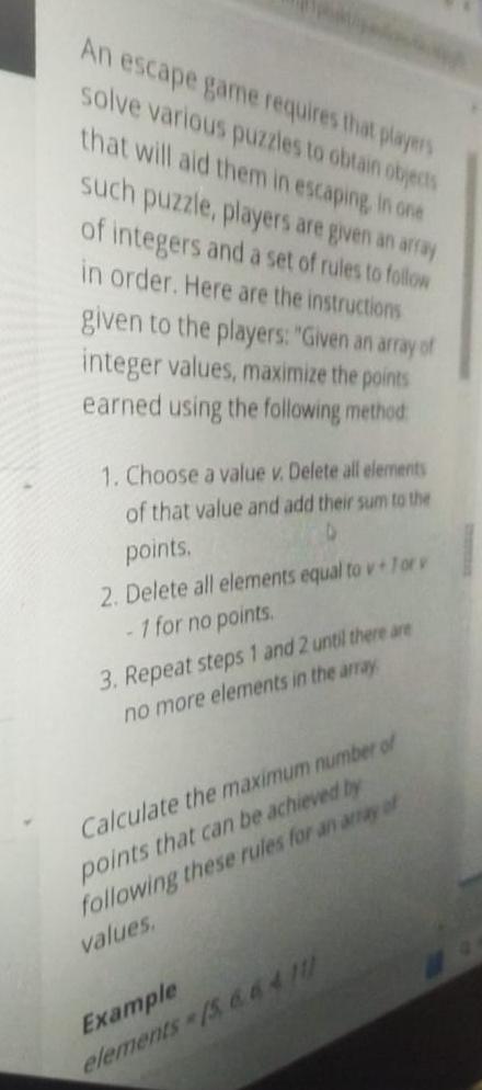 Solved An escape game requires that players solve various | Chegg.com