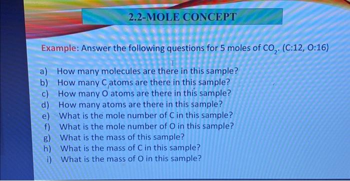 Example: Answer the following questions for 5 moles | Chegg.com