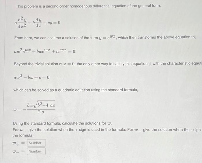 Solved This problem is a second-order homogenous | Chegg.com