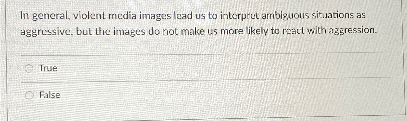 Solved In general, violent media images lead us to interpret | Chegg.com