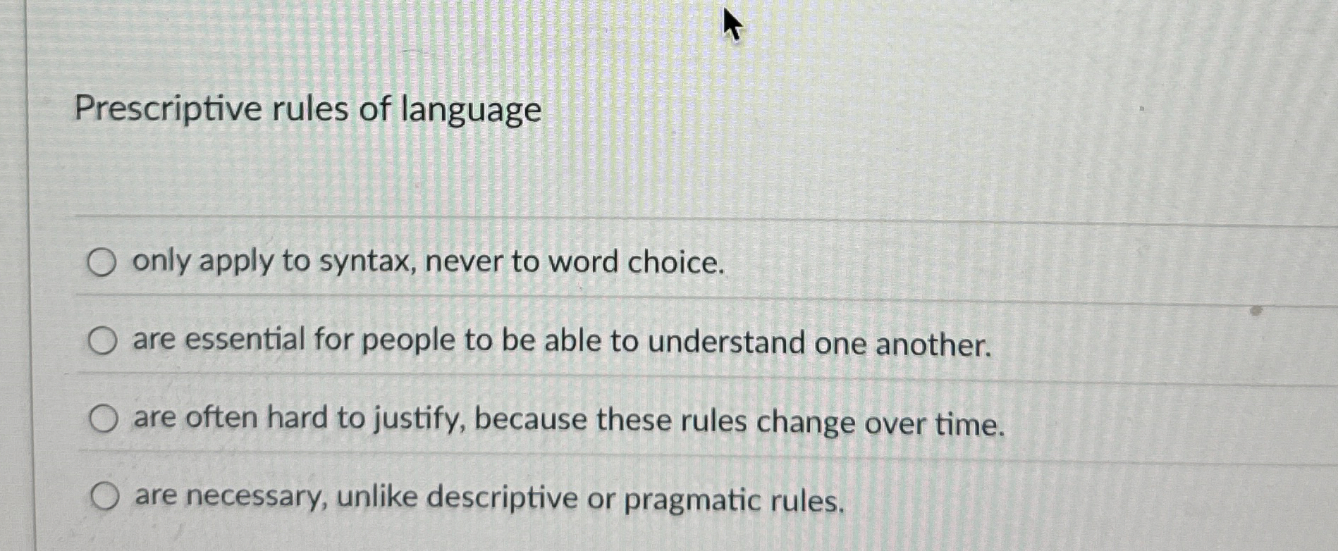 Solved Prescriptive rules of languageonly apply to syntax, | Chegg.com