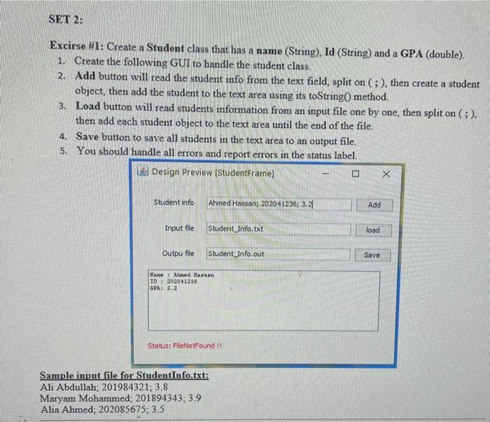 Solved Excirse \#1: Create a Student class that has a name | Chegg.com Solved Excirse \#1: Create a Student class that has a name | Chegg.com