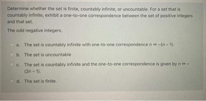 Solved Determine whether the set is finite, countably | Chegg.com