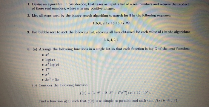 Solved 1 Devise An Algorithm In Pseudocode That Takes As 1511