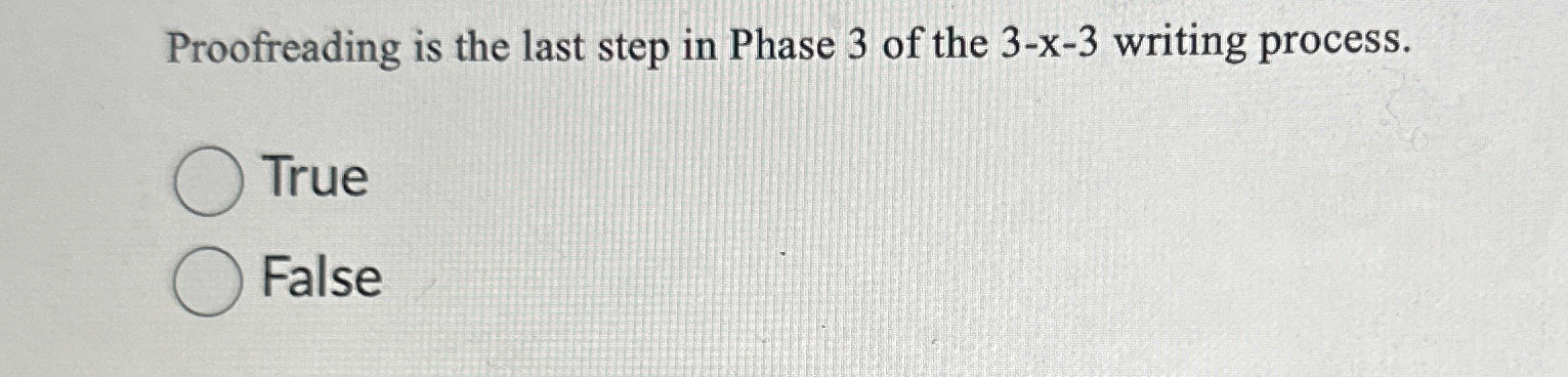 Solved Proofreading is the last step in Phase 3 ﻿of the | Chegg.com