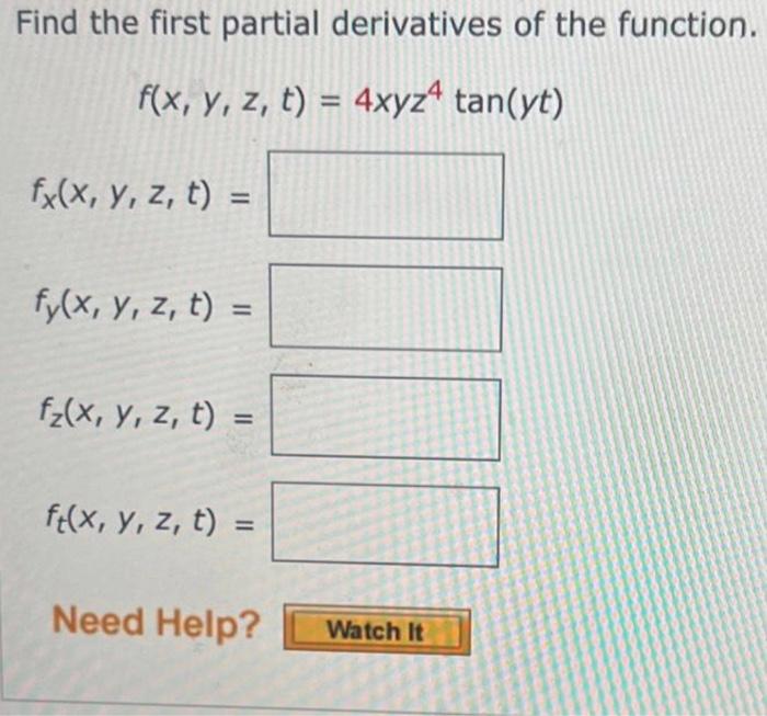 Solved Find the first partial derivatives of the function. | Chegg.com