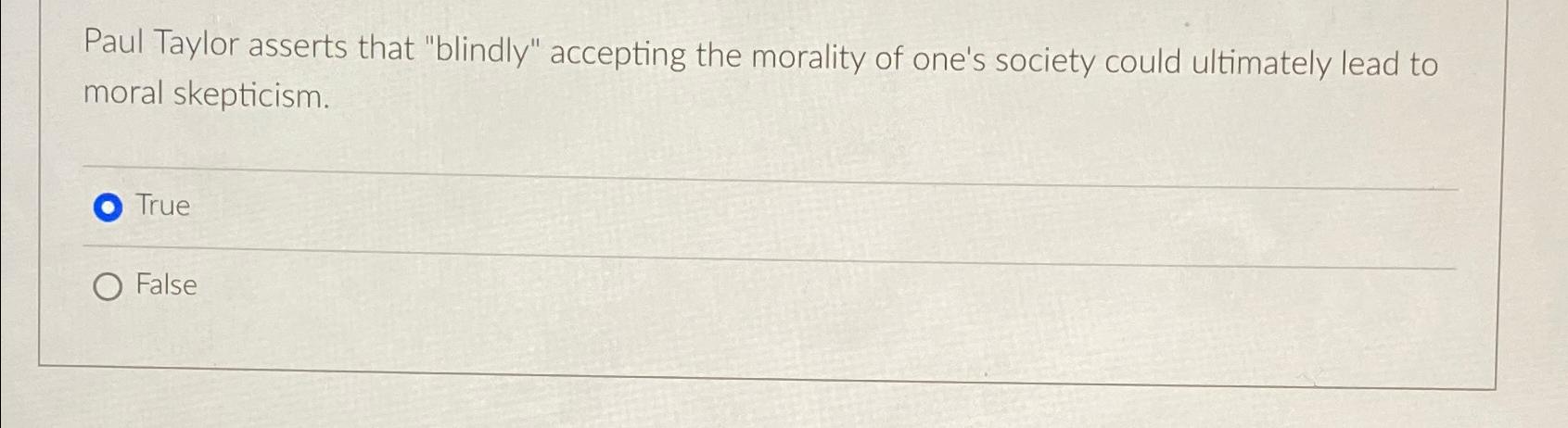 Solved Paul Taylor asserts that "blindly" accepting the | Chegg.com