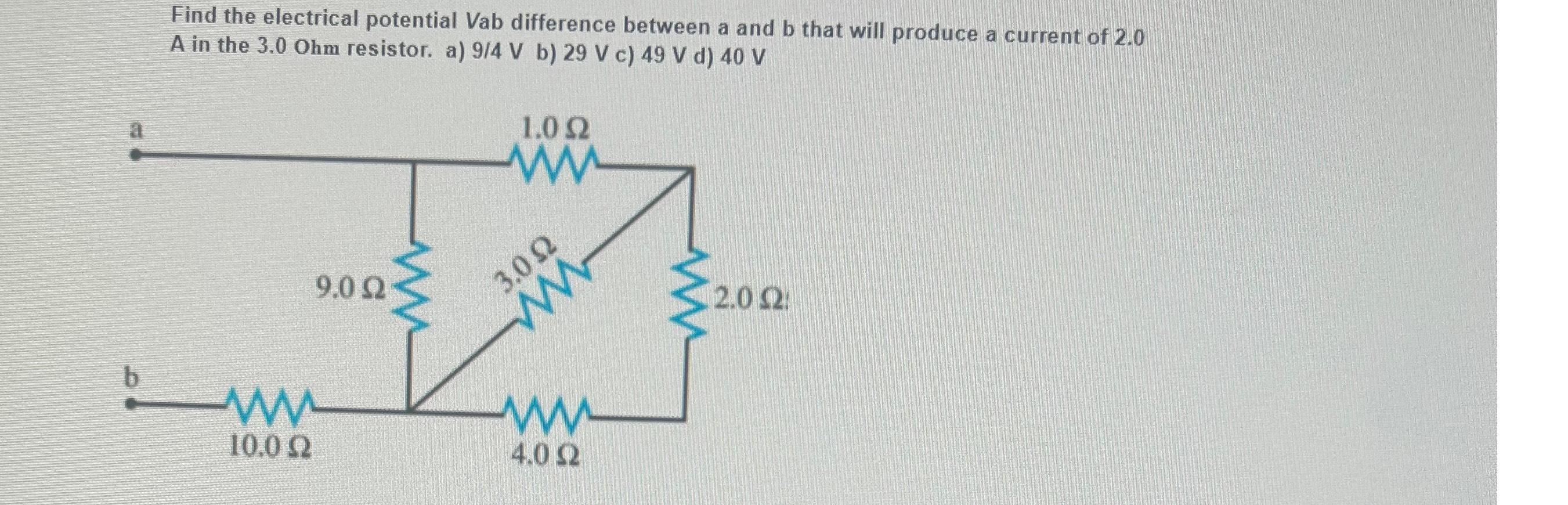 Solved Find the electrical potential Vab difference between | Chegg.com