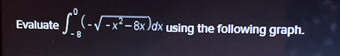 Solved Evaluate ∫-80(--x2-8x2)dx ﻿using the following graph. | Chegg.com
