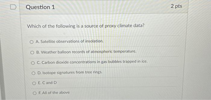 Solved Which of the following is a source of proxy climate | Chegg.com