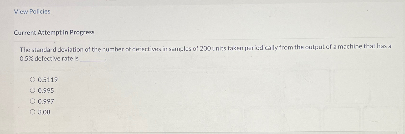 Solved View PoliciesCurrent Attempt in ProgressThe standard | Chegg.com