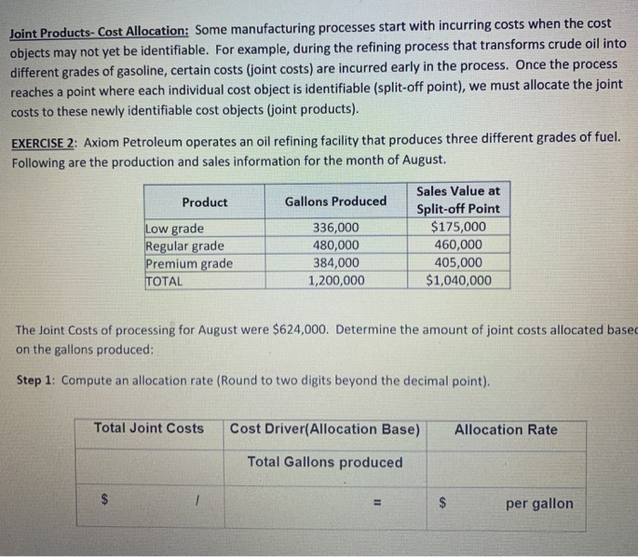 Solved Joint Products - Cost Allocation: Some manufacturing | Chegg.com