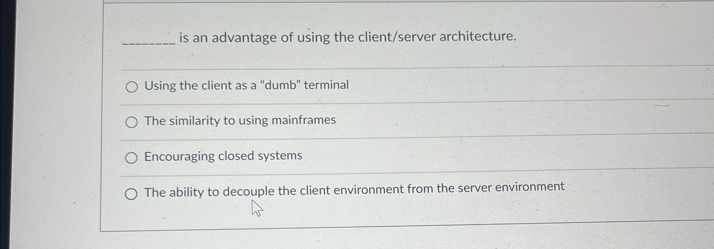 is an advantage of using the client/server | Chegg.com