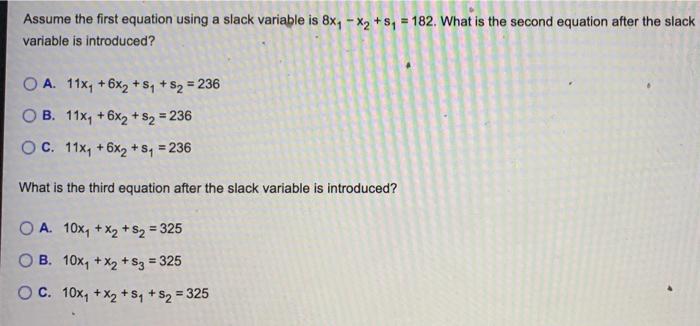 Solved Determine the number of slack variables and name | Chegg.com