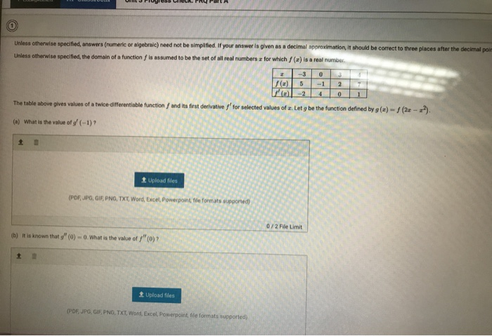Solved O Unless otherwise specified, answers (numeric or | Chegg.com