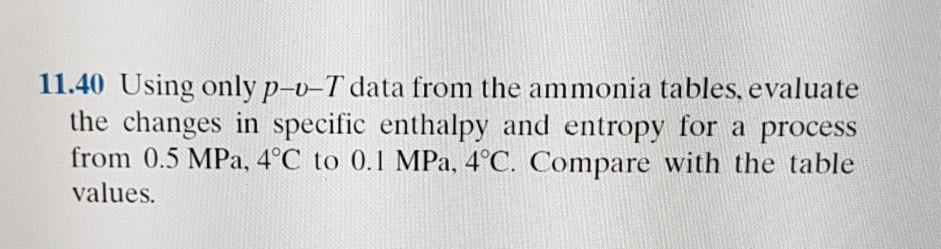 Solved 11.40 Using only p-v-T data from the ammonia tables, | Chegg.com