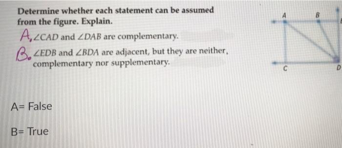 Solved А В Determine whether each statement can be assumed | Chegg.com