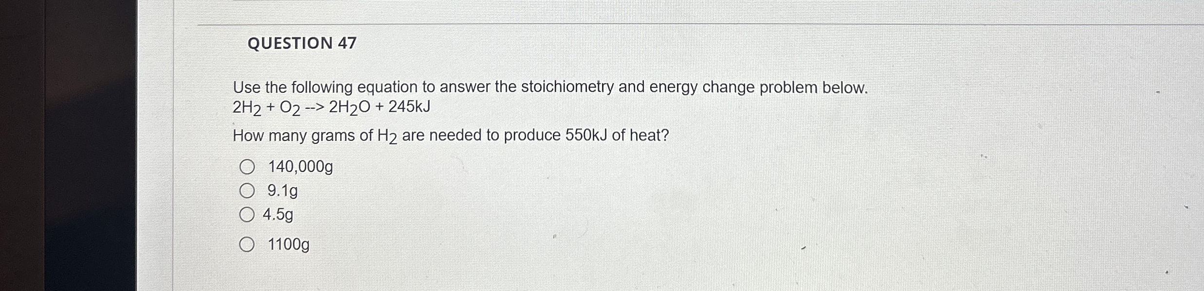 Solved QUESTION 47Use the following equation to answer the | Chegg.com