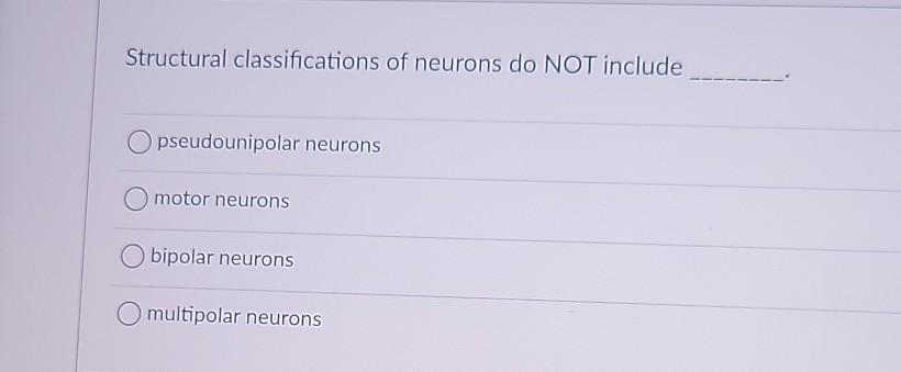 Solved Structural classifications of neurons do NOT include | Chegg.com