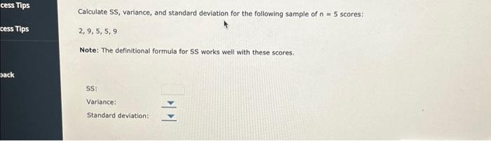 Solved Calculate SS, variance, and standard deviation for | Chegg.com