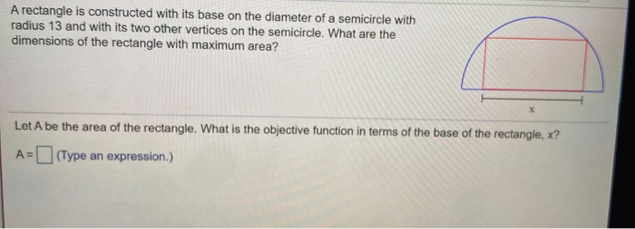 Solved A rectangle is constructed with its base on the | Chegg.com