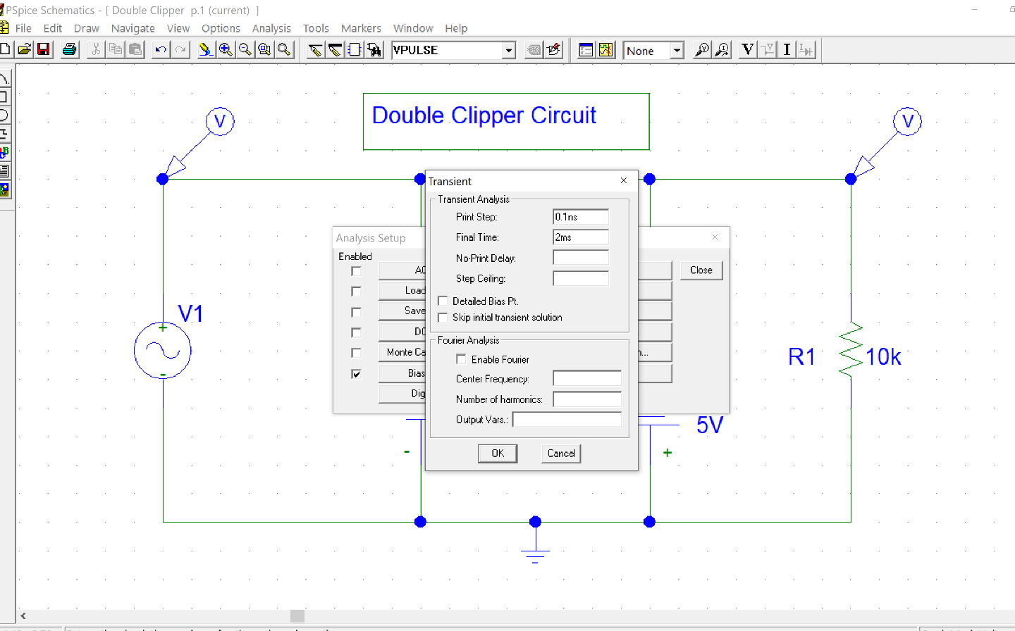 Solved - PSpice Schematics - [ Double Clipper p.1 (current) | Chegg.com