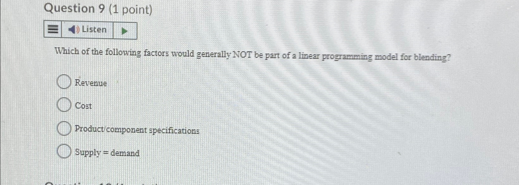 Solved Question 9 (1 ﻿point)ListenWhich of the following | Chegg.com