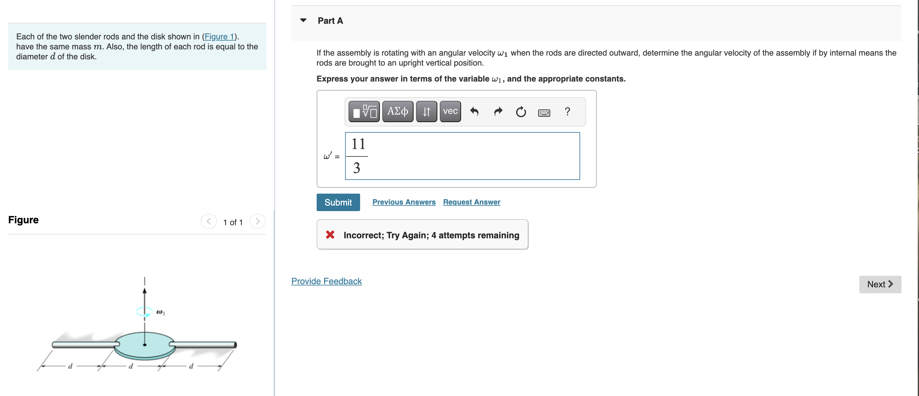 Solved Each of the two slender rods and the disk shown in | Chegg.com