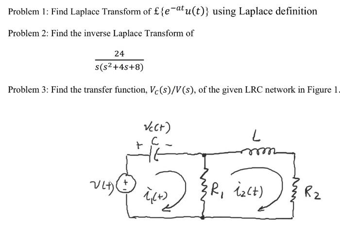 Solved Problem 1: Find Laplace Transform of £{e-at u(t)} | Chegg.com