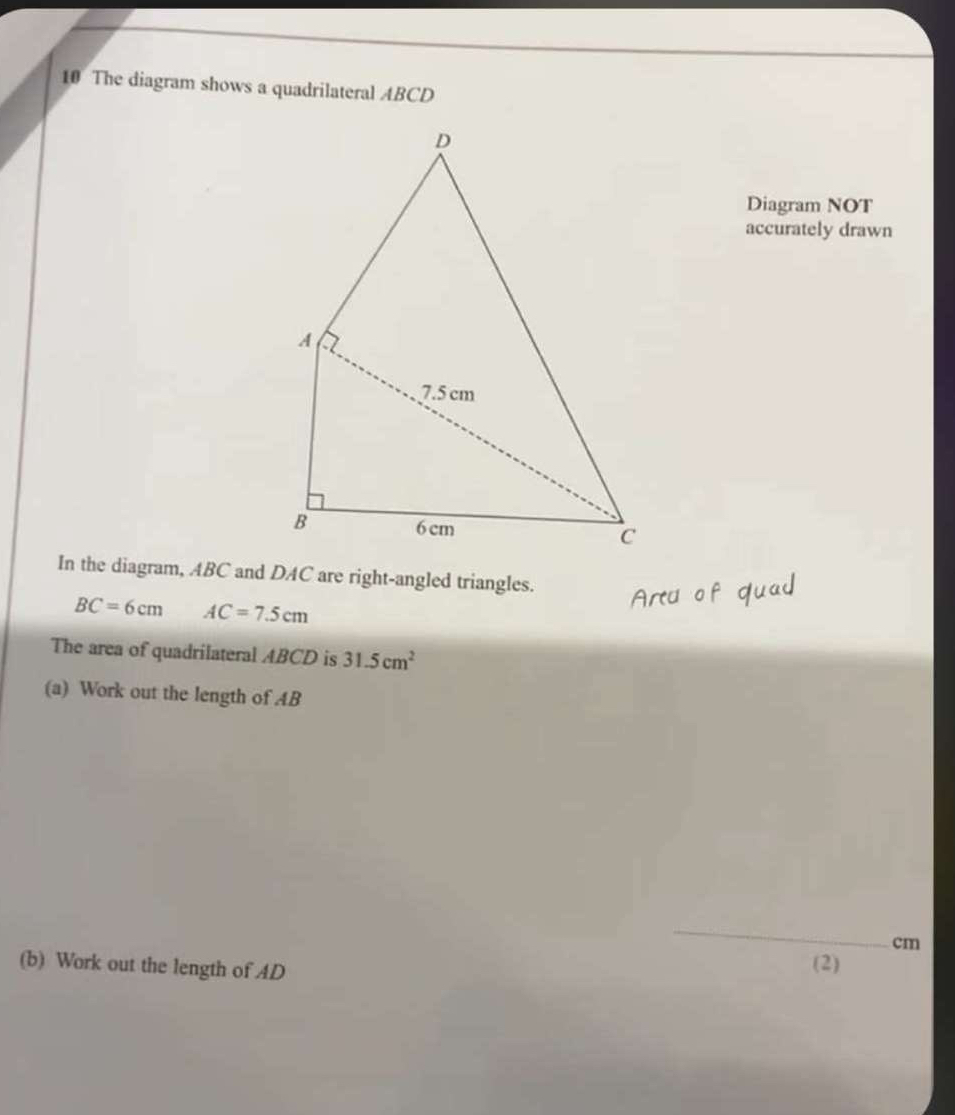 Solved 10 The diagram shows a quadrilateral ABCDDiagram NOT | Chegg.com Solved 10 The diagram shows a quadrilateral ABCDDiagram NOT | Chegg.com