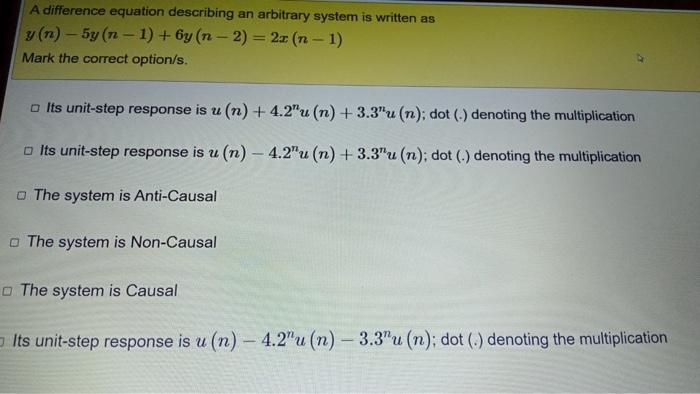 Solved A difference equation describing an arbitrary system | Chegg.com