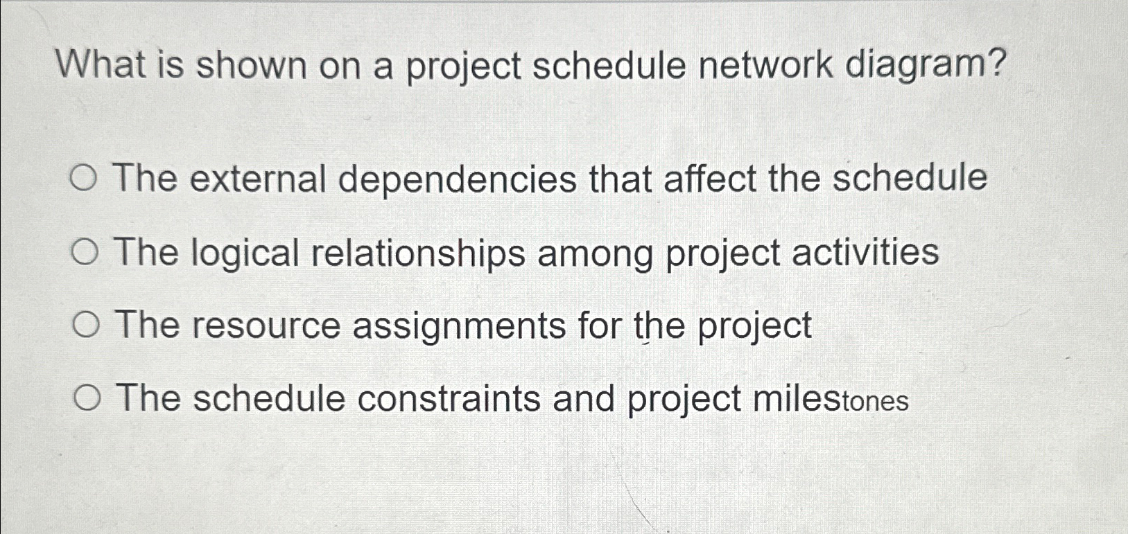 Solved What is shown on a project schedule network | Chegg.com