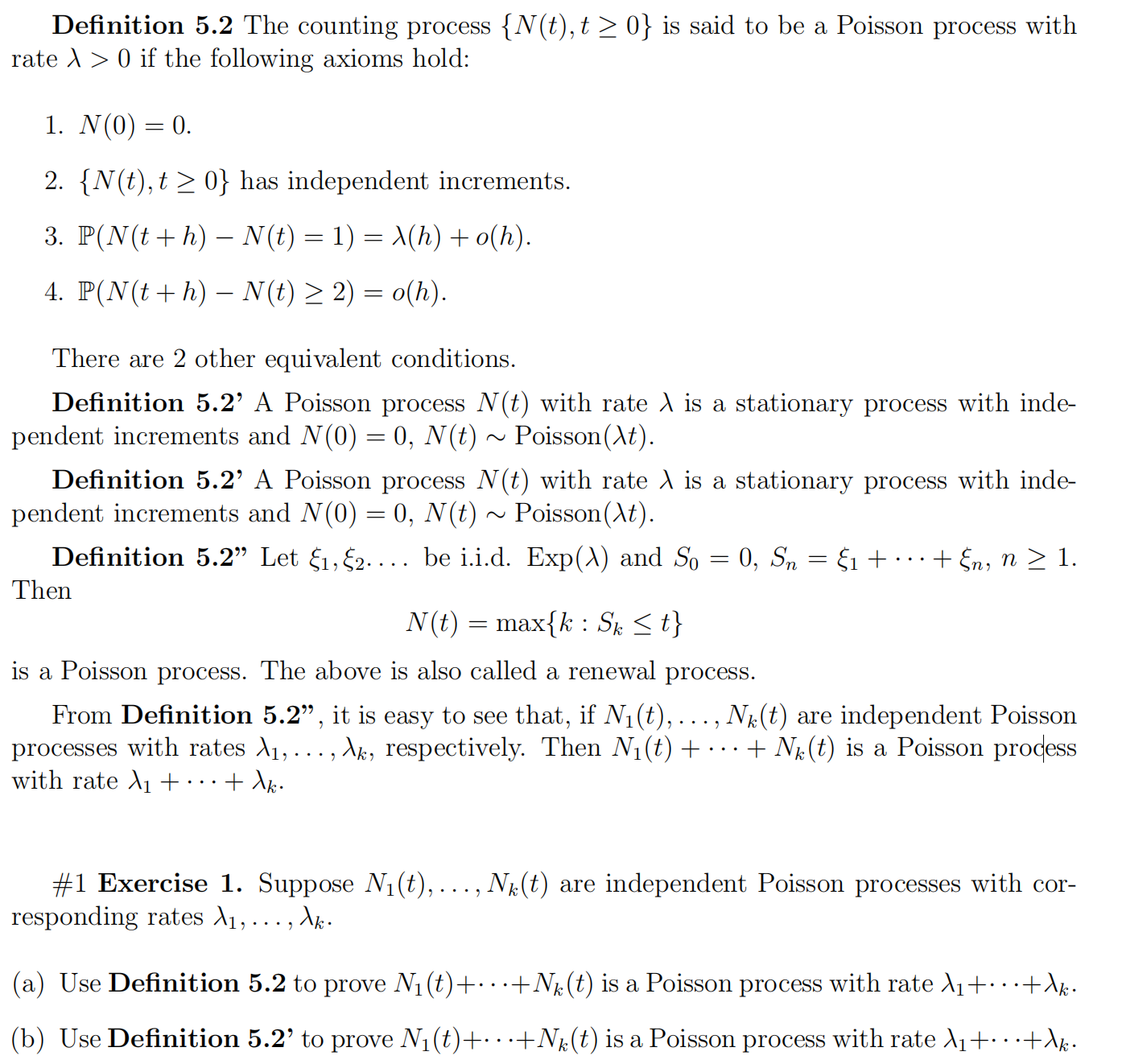 Solved Definition 5.2 ﻿The counting process {N(t),t≥0} ﻿is | Chegg.com