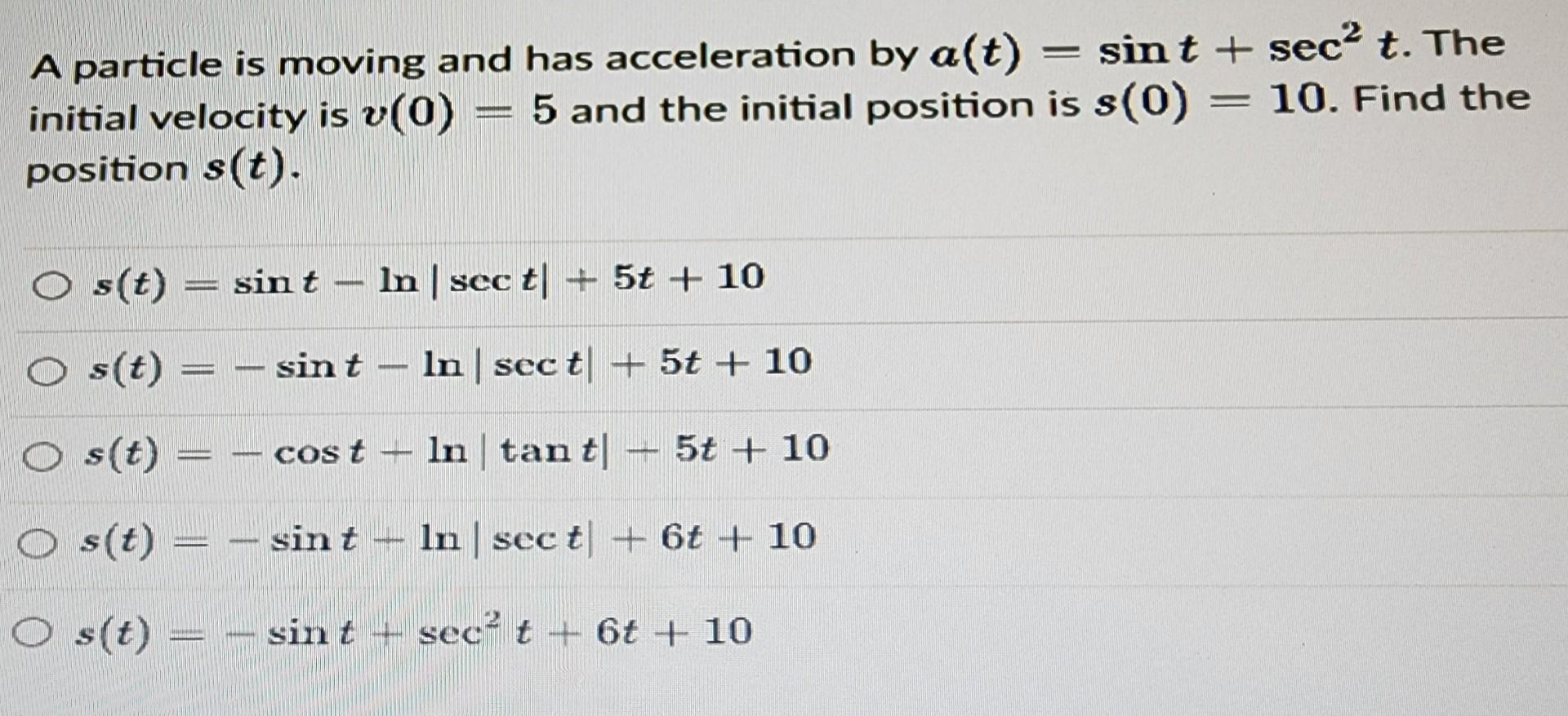 Solved A particle is moving and has acceleration by | Chegg.com