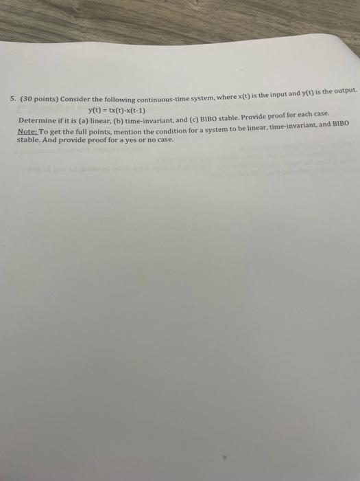 Solved 5. ( 30 points) Consider the following | Chegg.com
