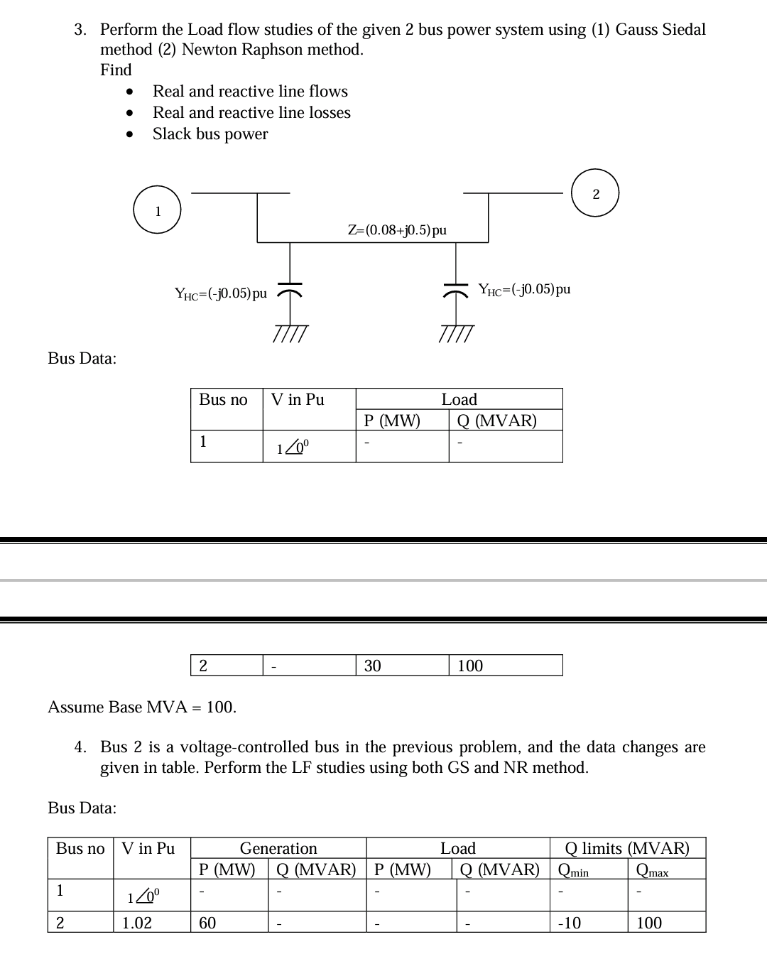 Solved Perform the Load flow studies of the given 2 ﻿bus | Chegg.com