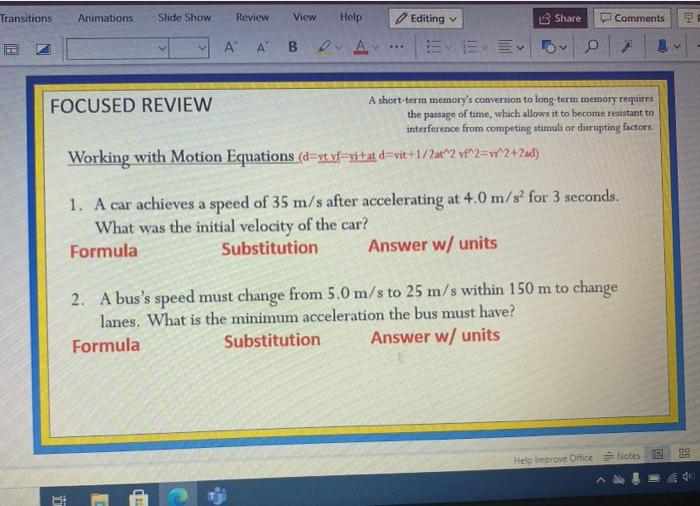 Solved Transitions Animations Slide Show Review View Help | Chegg.com