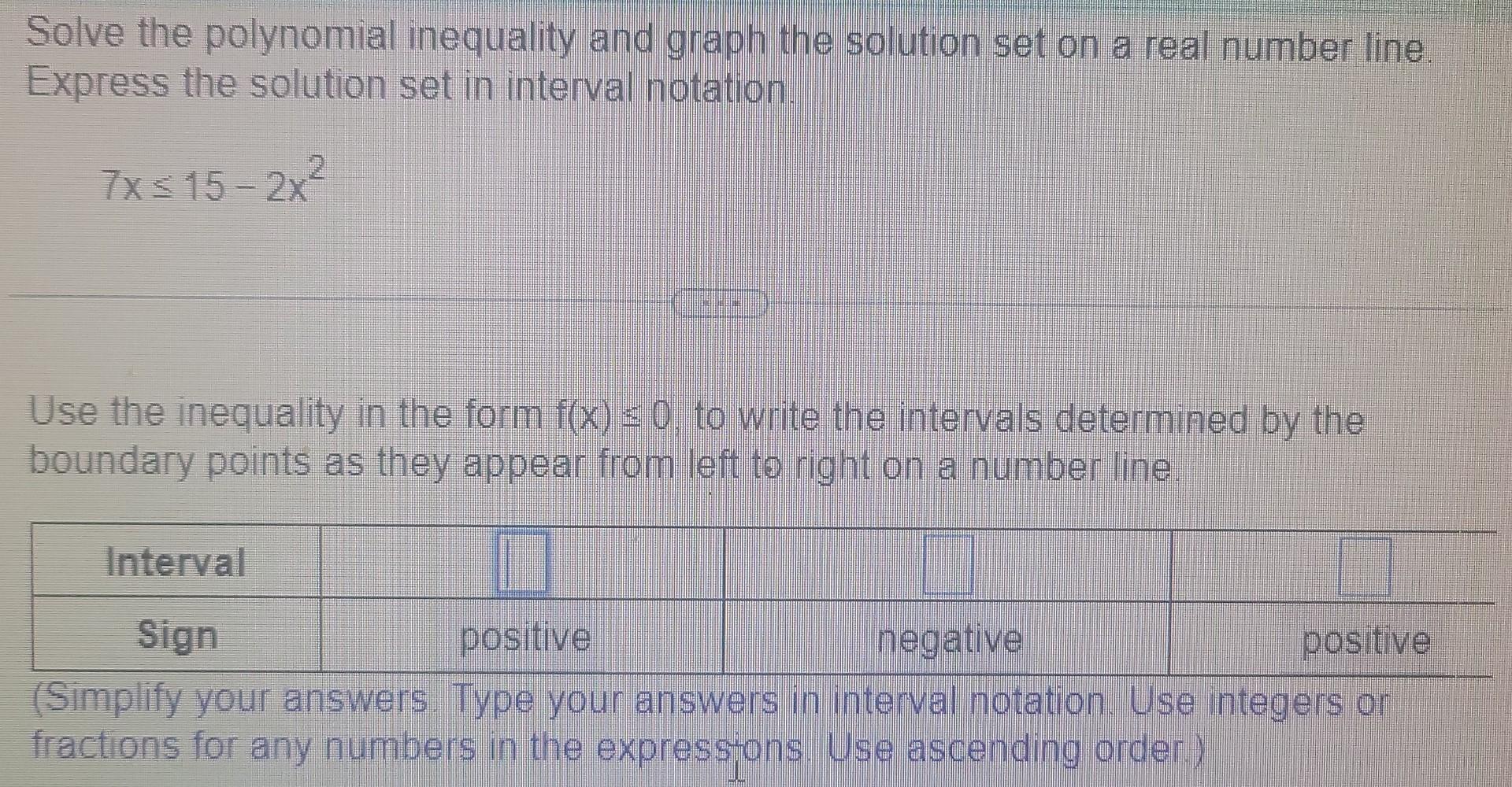 Solved Solve the polynomial inequality and graph the | Chegg.com