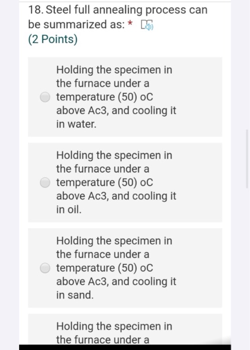 Solved 19. In the heat treatment of steel experiment, the | Chegg.com