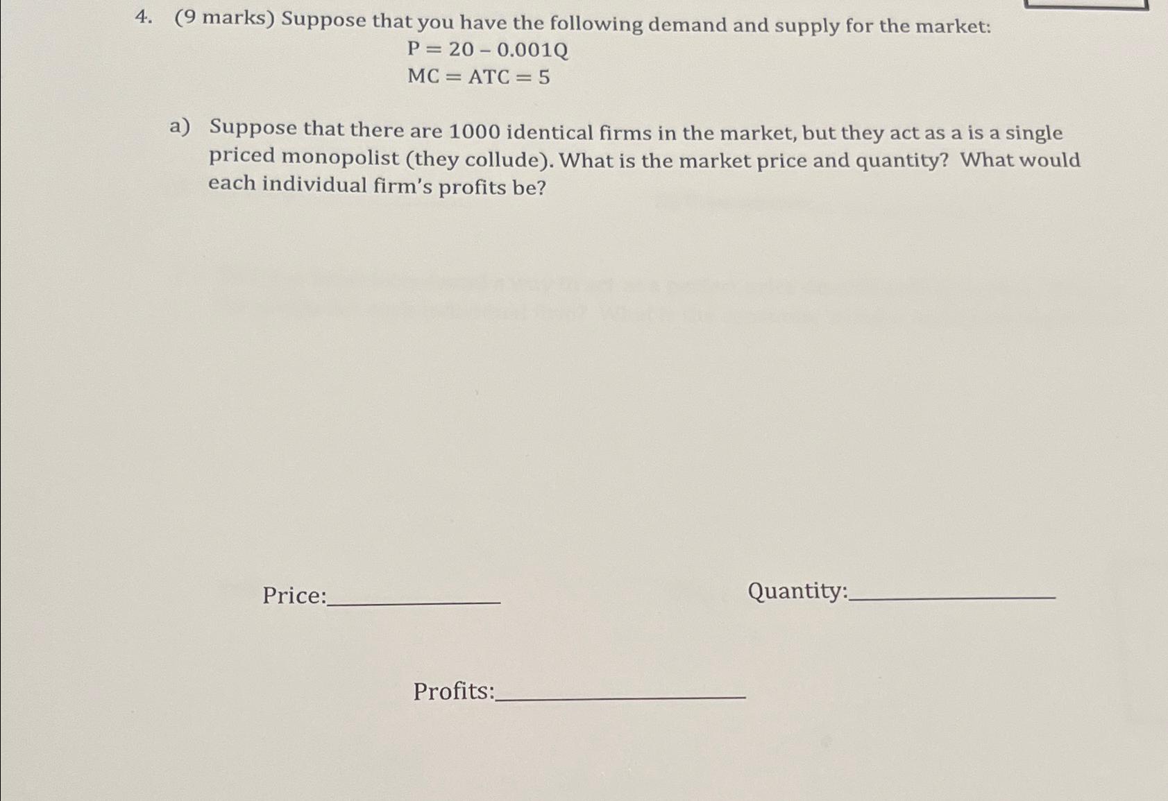 Solved ( 9 ﻿marks) ﻿Suppose that you have the following | Chegg.com