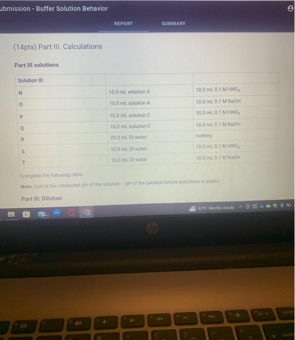 (9pts) Part 1. Calculations Part I solutions Complete | Chegg.com