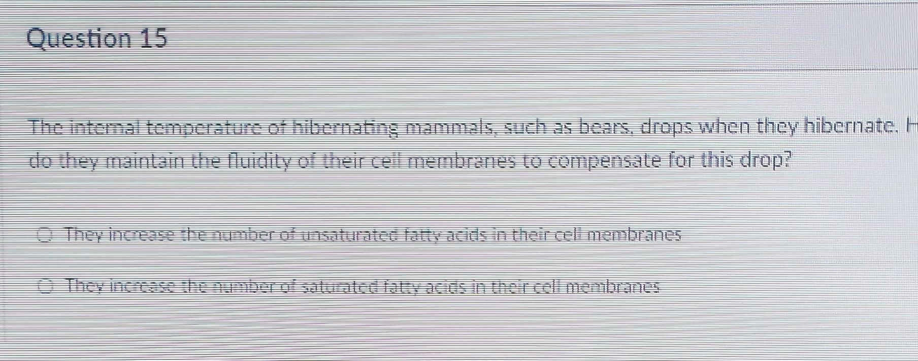 Solved Question 15 The internal temperature of hibernating | Chegg.com