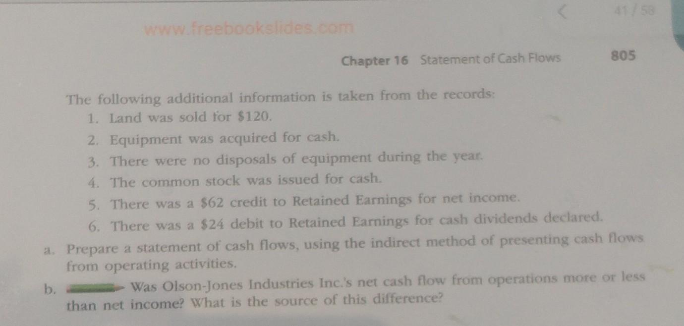 Solved EX 16-17 Statement of cash flows-indirect method OBJ. | Chegg.com