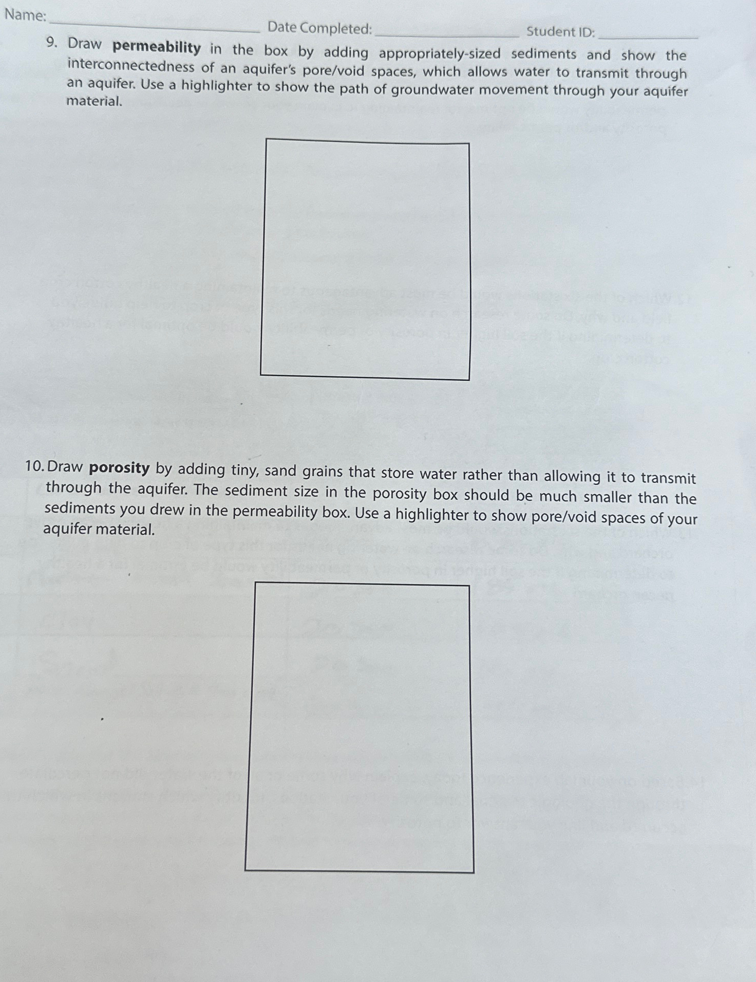 Solved NameDate CompletedStudent ID:9. ﻿Draw permeability in | Chegg.com