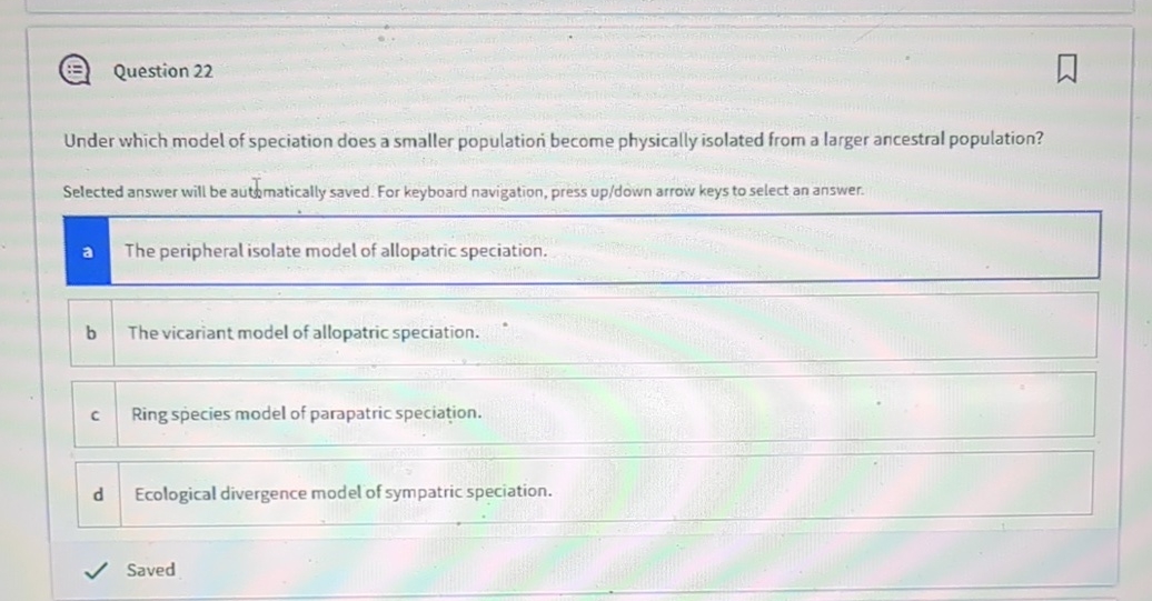 Solved Question 22Under which model of speciation does a | Chegg.com