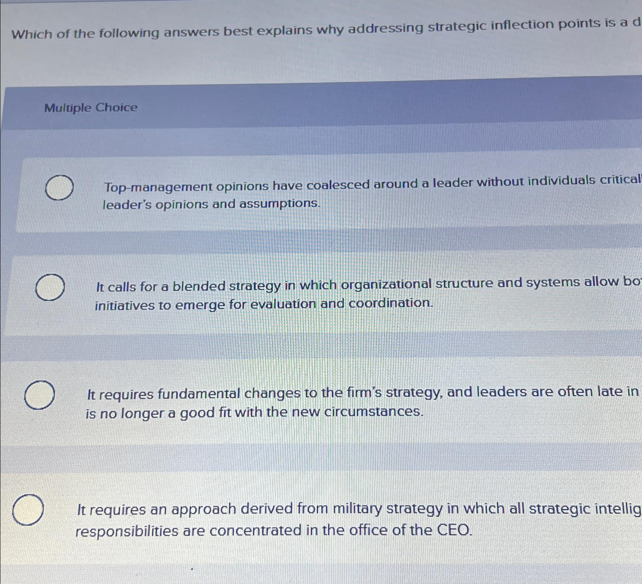 Solved Which of the following answers best explains why | Chegg.com