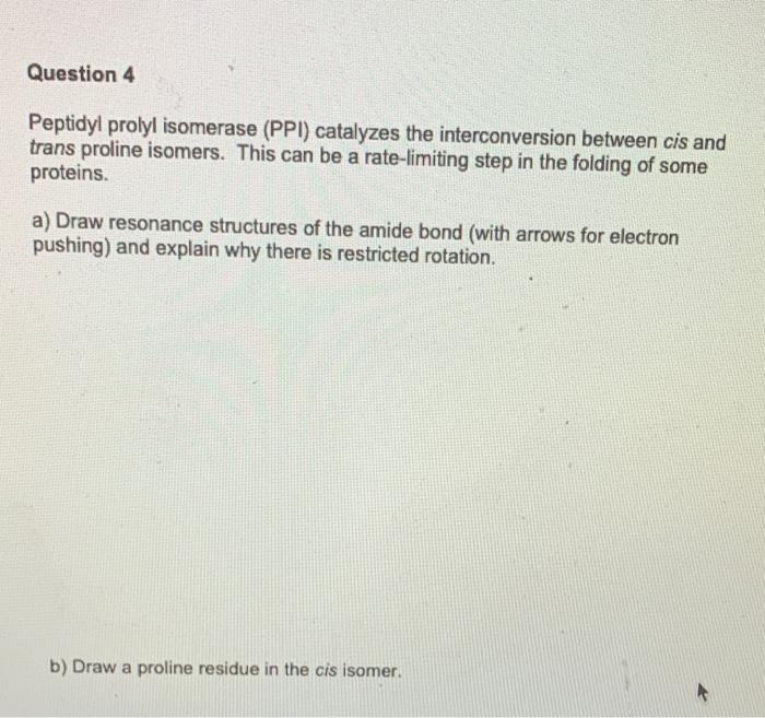 Solved Question 4 Peptidyl prolyl isomerase (PPI) catalyzes | Chegg.com