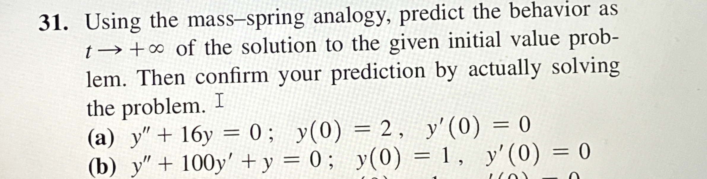 Solved Using the mass-spring analogy, predict the behavior | Chegg.com