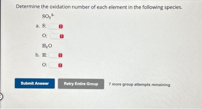 Solved Determine The Oxidation Number Of Each Element In The